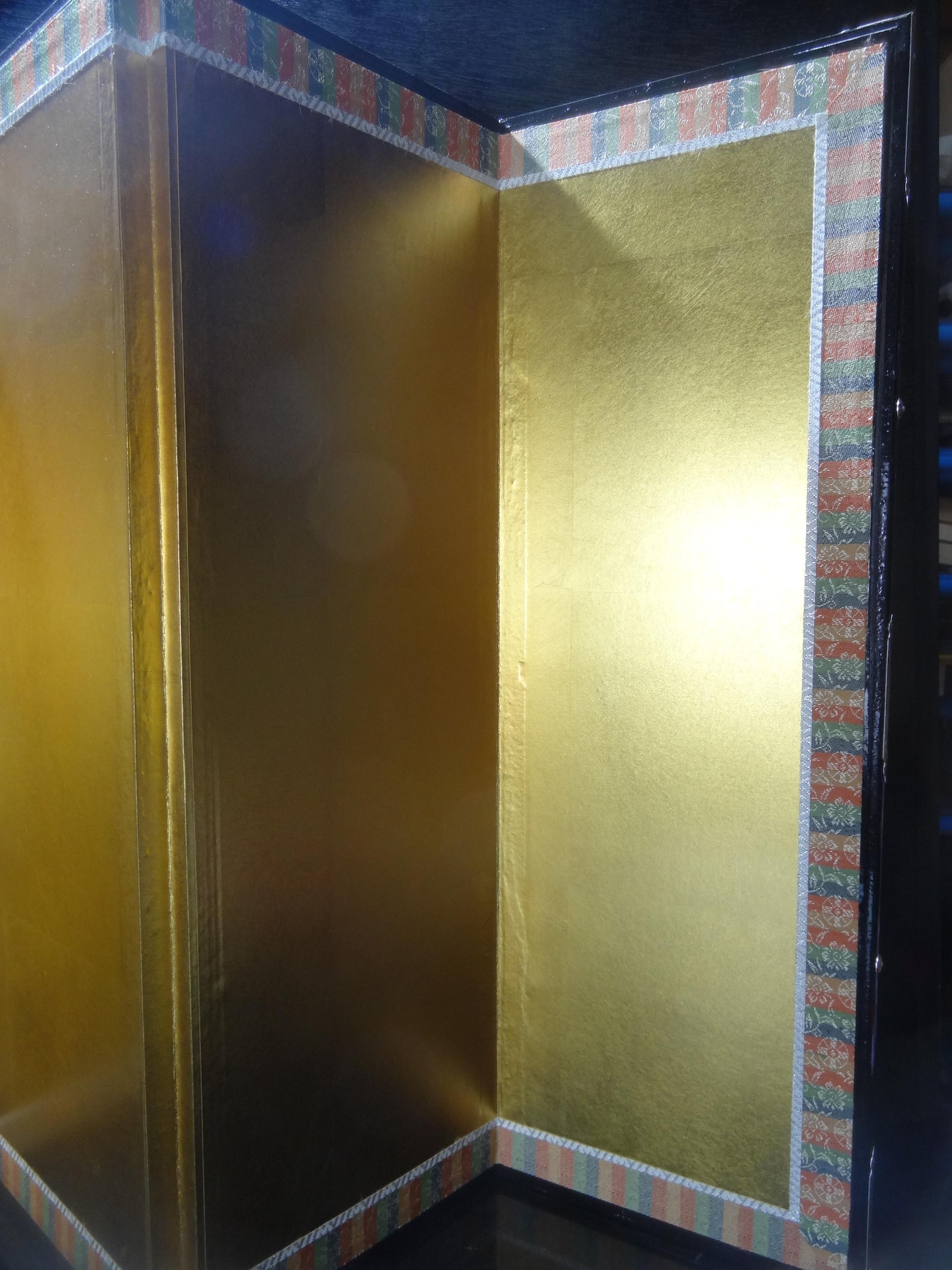 Japanese Gold Folding Screen Byobu 6 Panel 104cm Vintage Gold Leaf ...
