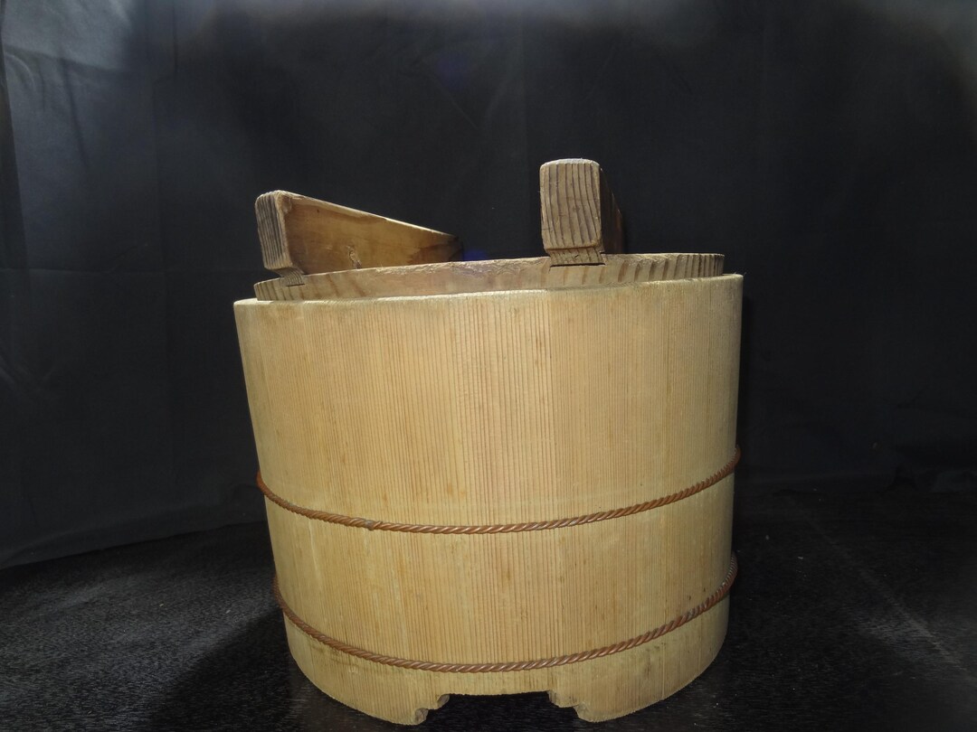 Japanese Wooden Ohitsu Rice Container With Lid | Traditional Vintage ...