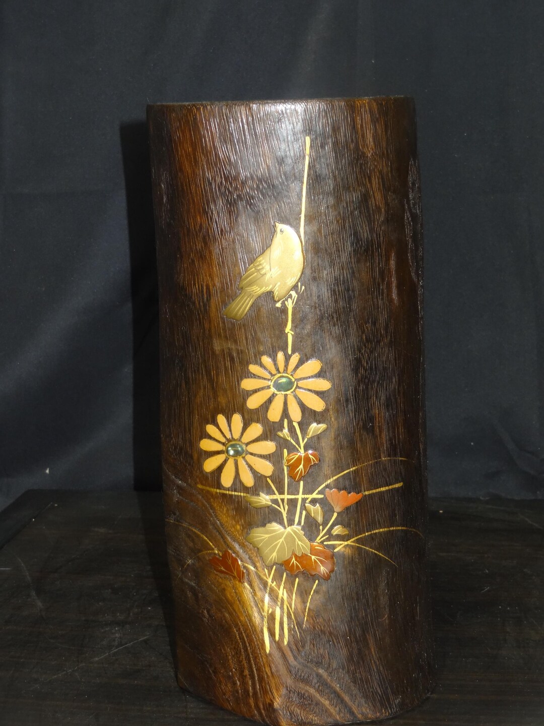 Japanese Traditional Raden Makie Flower Vase – Bird & Chrysanthemum ...