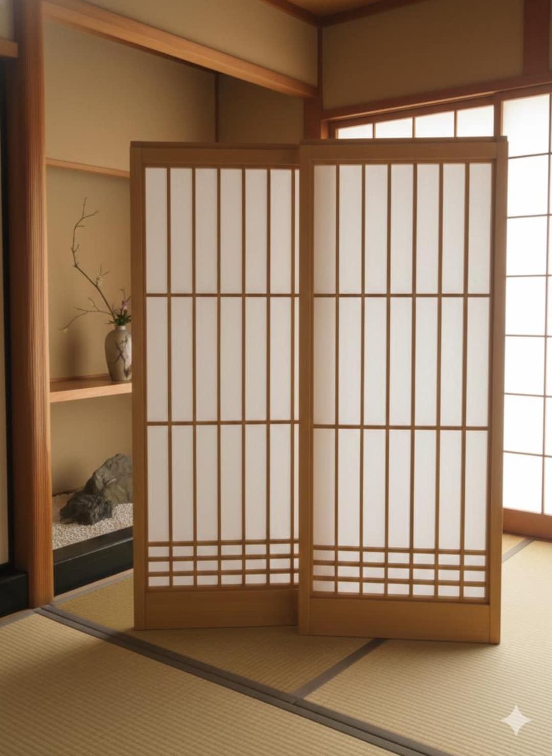 Set of 2 Japanese Shoji Panels | Wooden Frame with Washi Paper ...