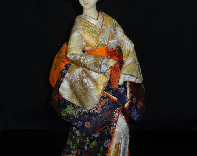 Japanese Traditional Geisha Doll in Kimono With Maple Pattern 22×25× ...