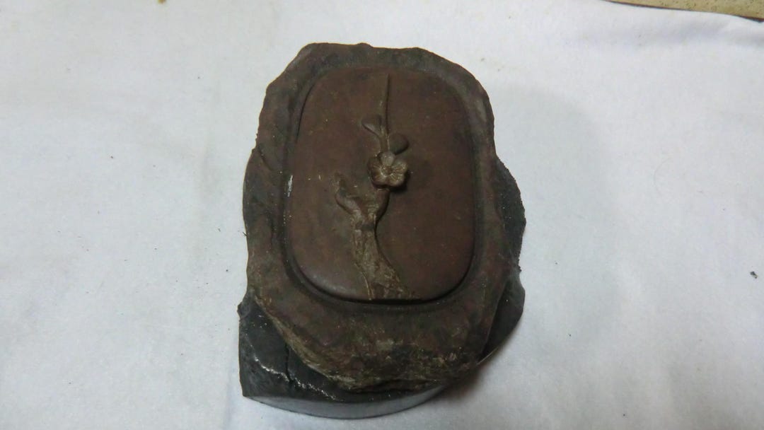 Antique Inkstoneplum Blossom Design Inkstone Vintage Collectible Art - Etsy