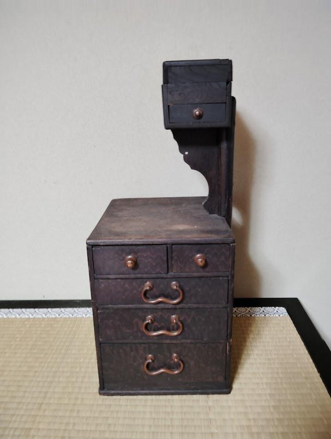 1950s Antique Japanese Wooden Sewing Box With Small Drawers, Retro ...