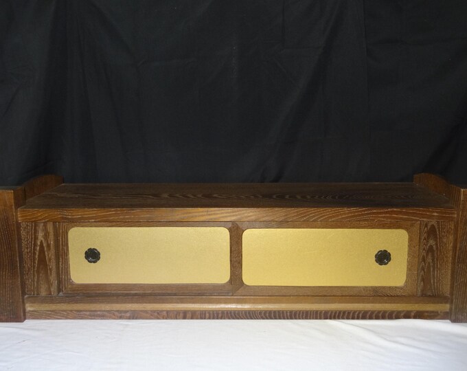 Vintage Japanese Tokonoma Cabinet | Wooden Tansu Shelf With Gold ...