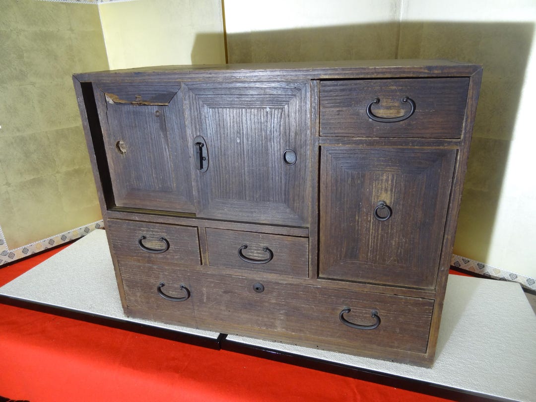 Antique Japanese Furniture Tansu Chest Cabinet Vintage Wooden Storage ...