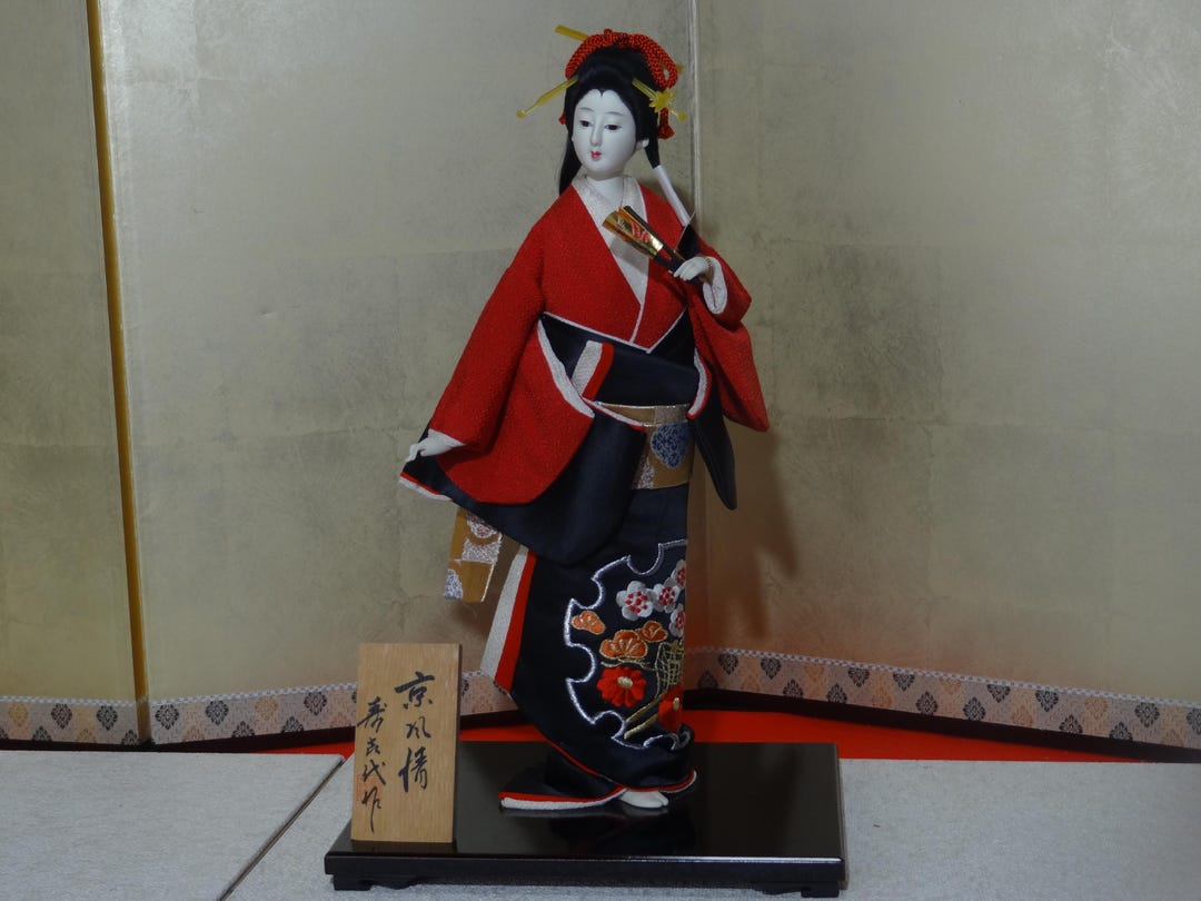 Excellent Sukiyo Japanese Doll "Kyo Fuzei" Silk Kimono 46cm Traditional ...