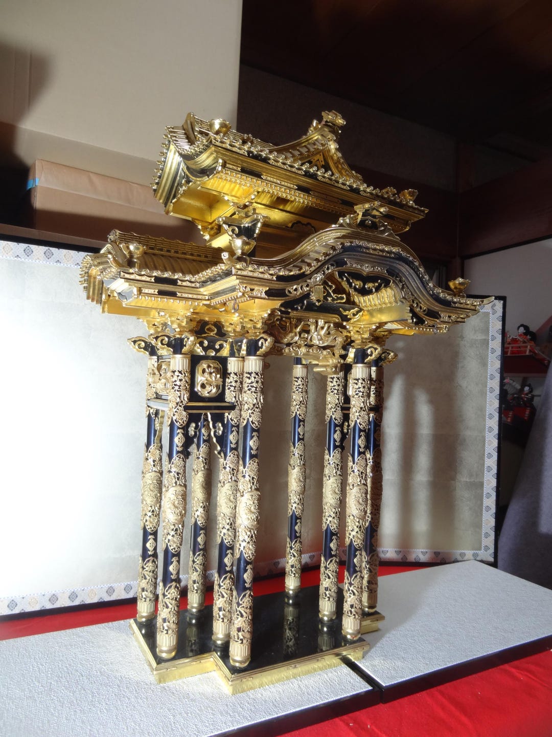 Rare Japanese Antique Buddhist Inner Temple Black Gold 86cm Lacquer ...