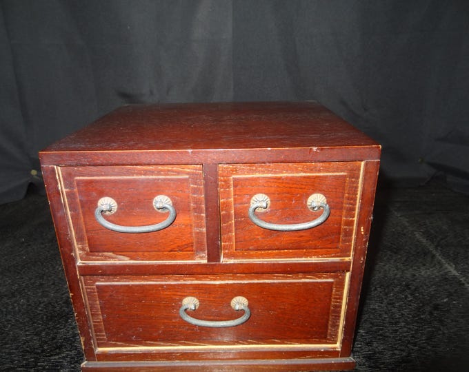Japanese Wooden Mini Chest 2-Tier 3-Drawer Tansu | Traditional Small ...