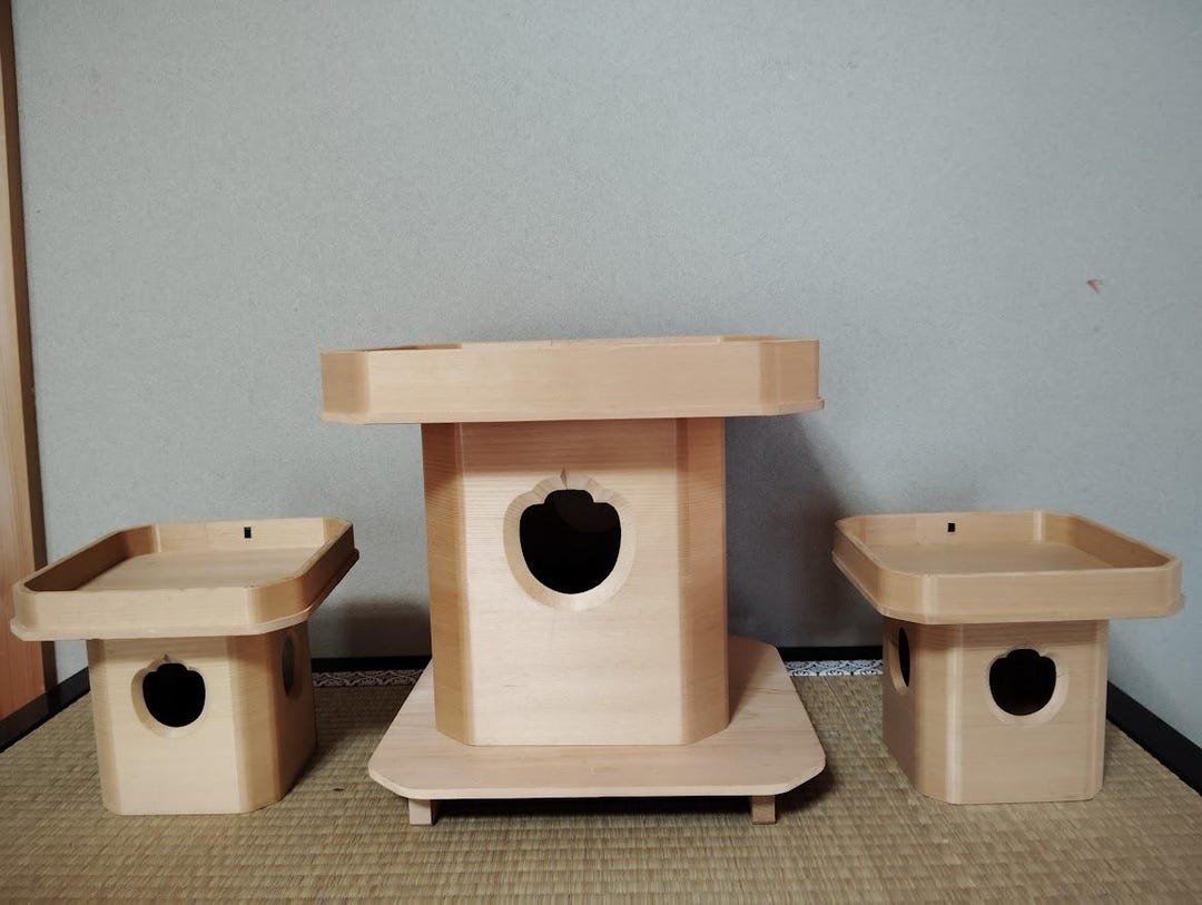 Japanese Shinto Altar sanpo Set of 3 Wooden Offering Stands for Kami ...