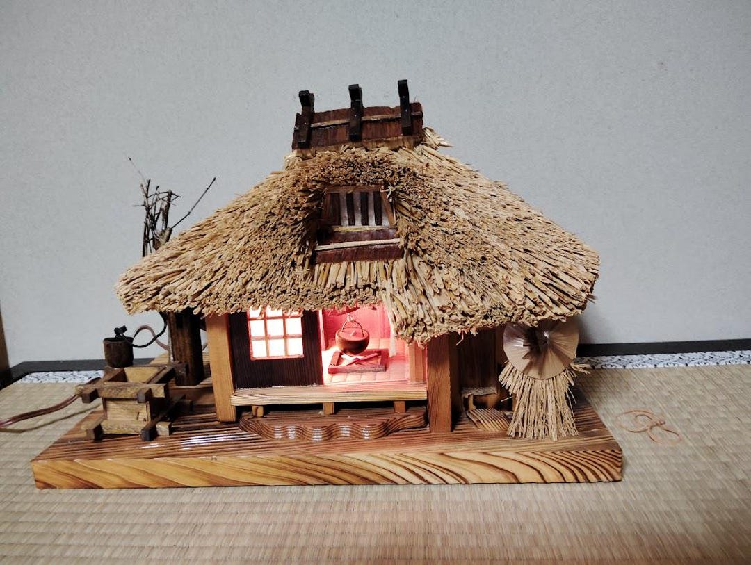 Traditional Japanese Miniature Model of a Thatched Roof House With ...