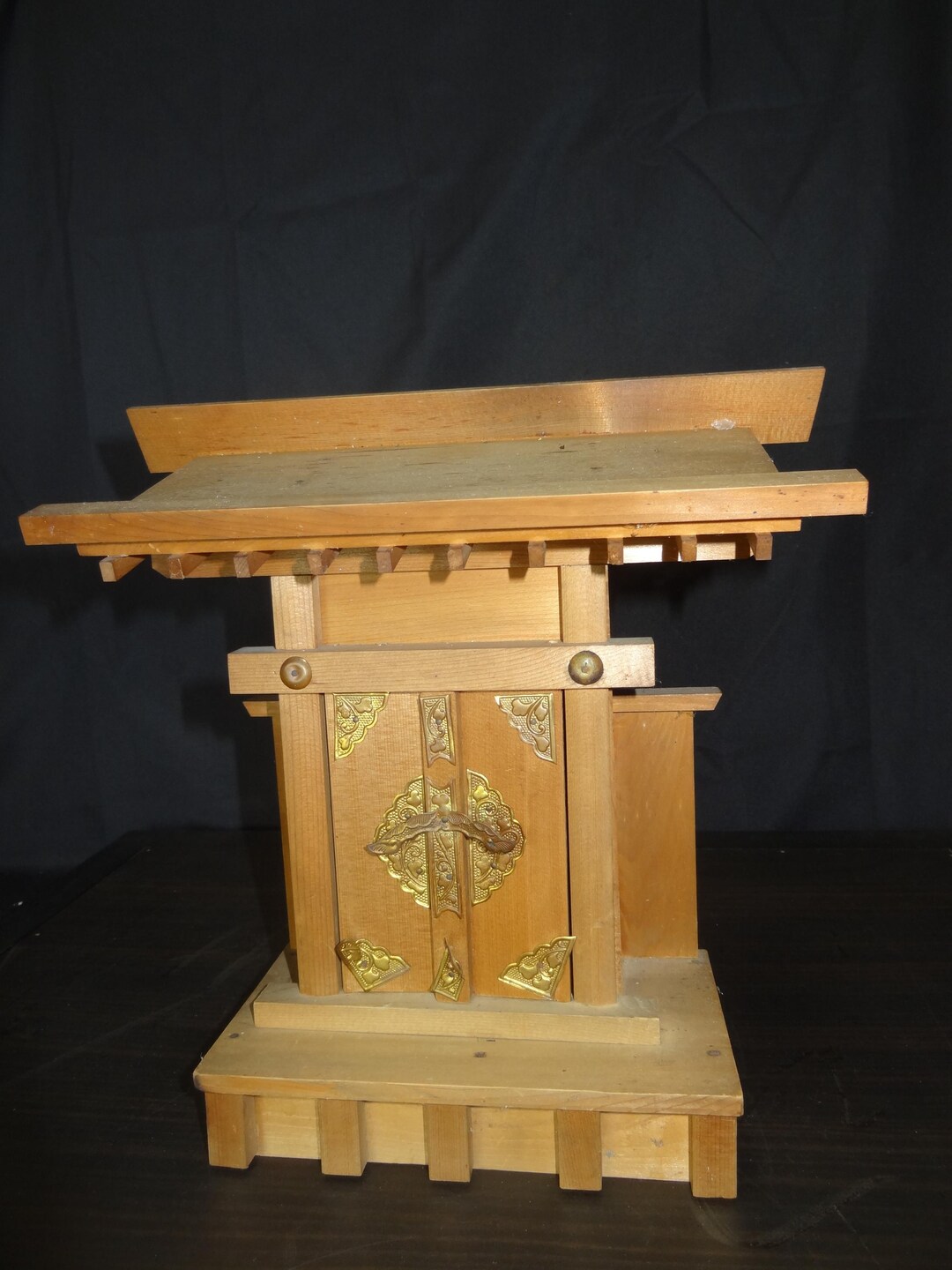 Japanese Wooden Kamidana Shinto Shrine with Konpira Ofuda Amulet ...