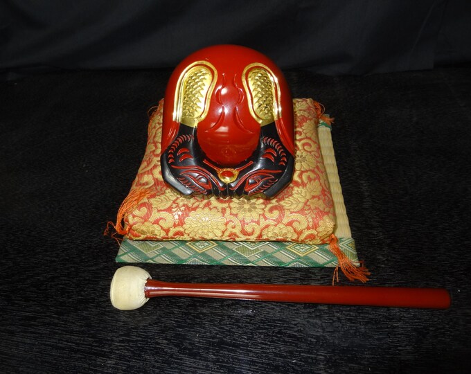 Japanese Buddhist Mokugyo Wooden Fish Drum Set - 13cm Temple Bell with ...