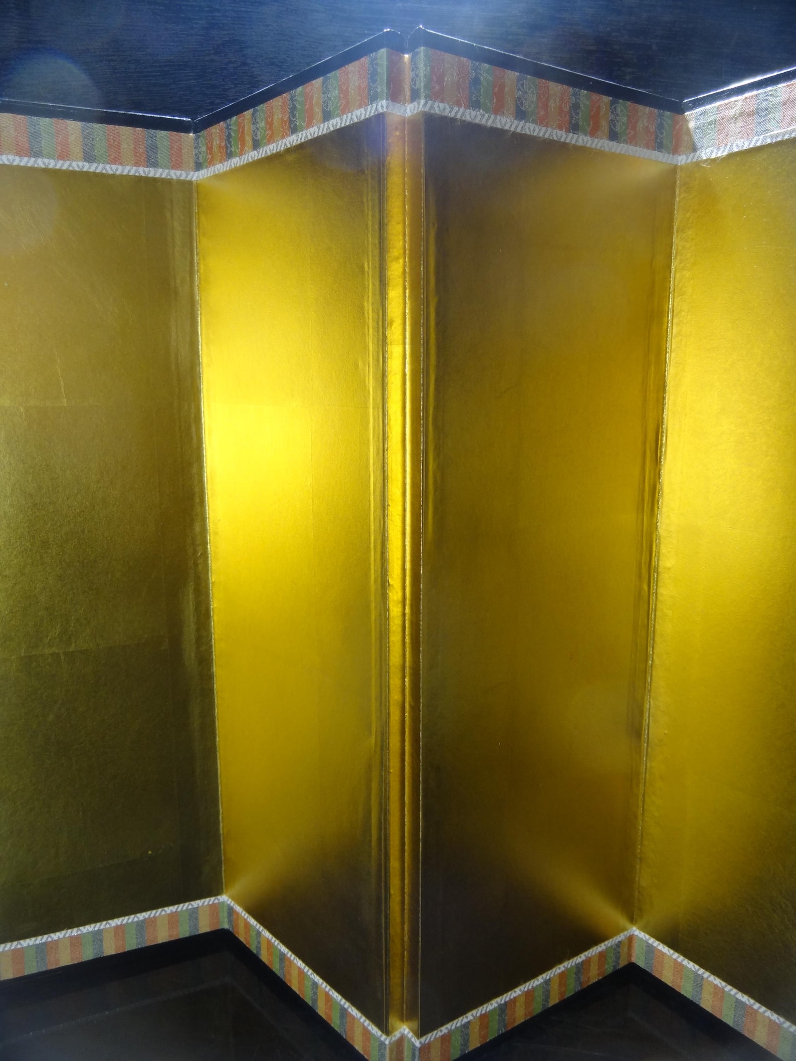 Japanese Gold Folding Screen Byobu 6 Panel 104cm Vintage Gold Leaf ...