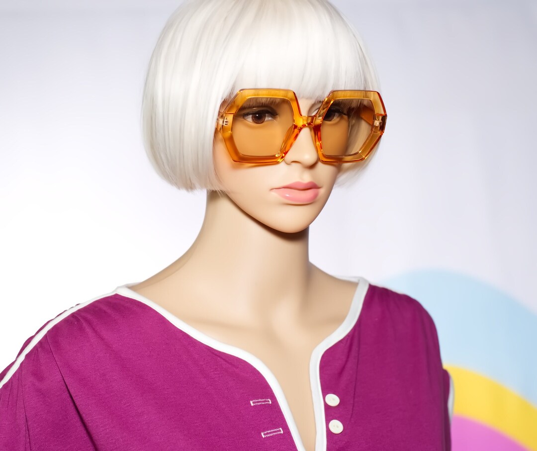 Retro Oversized Orange Hexagon Sunglasses Vintage 70s - Etsy