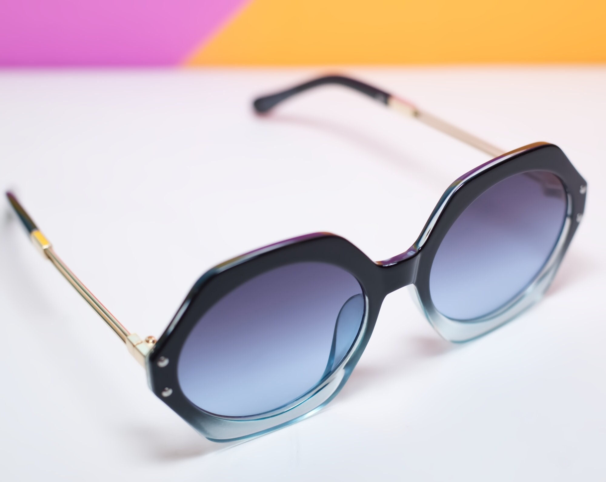 Retro Octagon Frame Round Lens Sunglasses Vintage 60s Inspired - Etsy