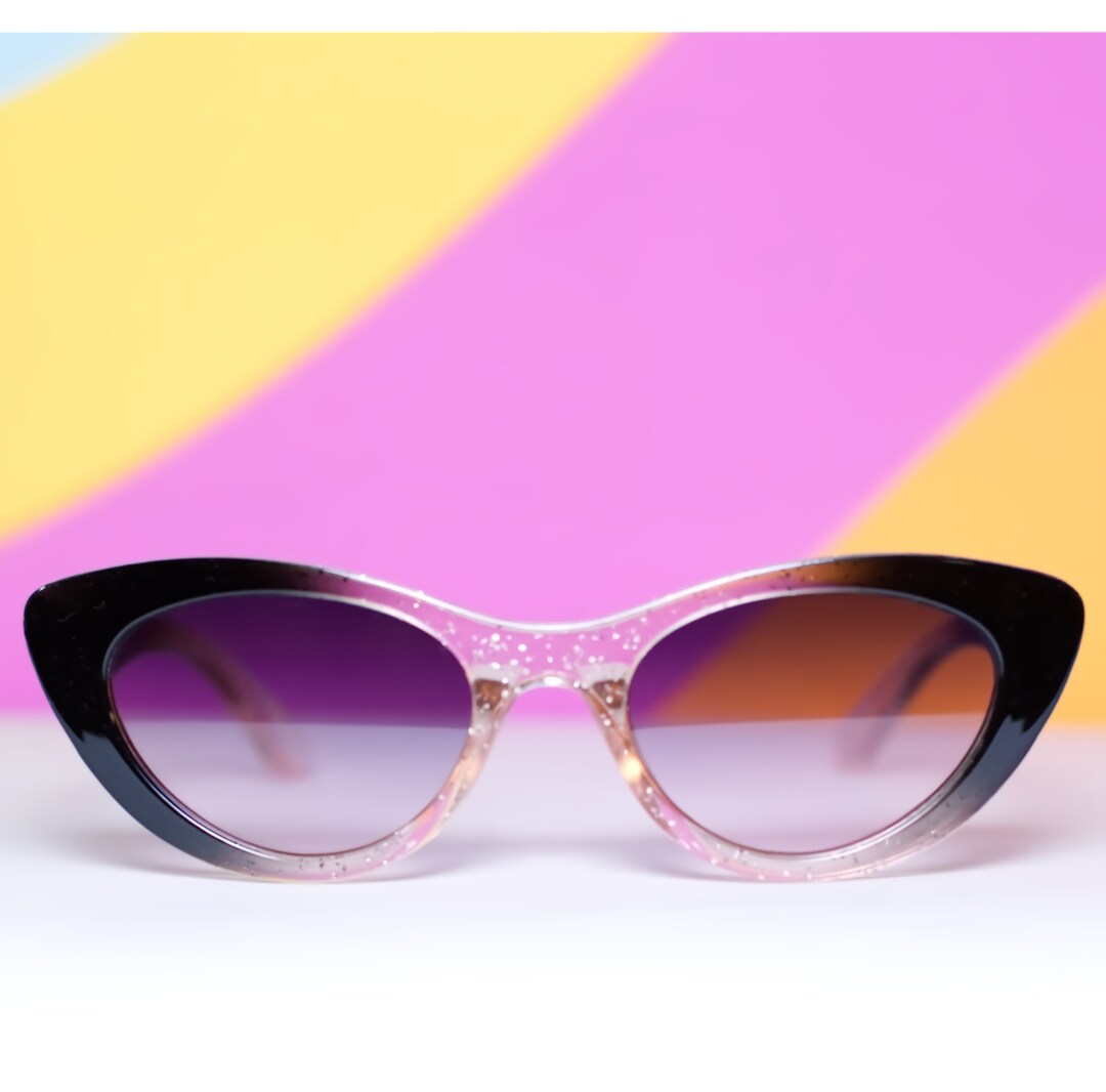 Lucite Sparkle Black Cat Eye Sunglasses - Etsy