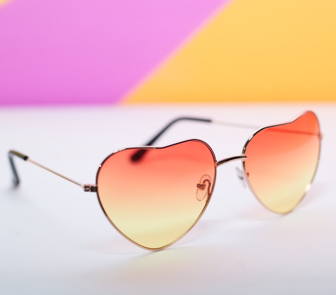 Retro Creamsicle Heart Sunglasses Wire Rim - Etsy