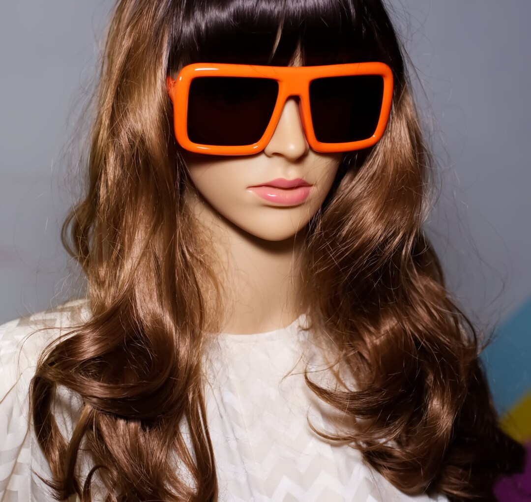 Retro Orange Square Sunglasses | Vintage 80s Inspired - Etsy