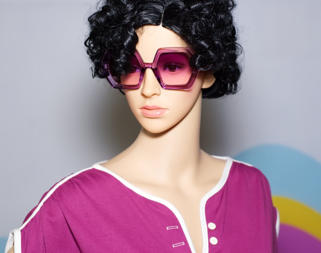 Retro Oversized Purple Hexagon Sunglasses | Vintage 70s Inspired - Etsy
