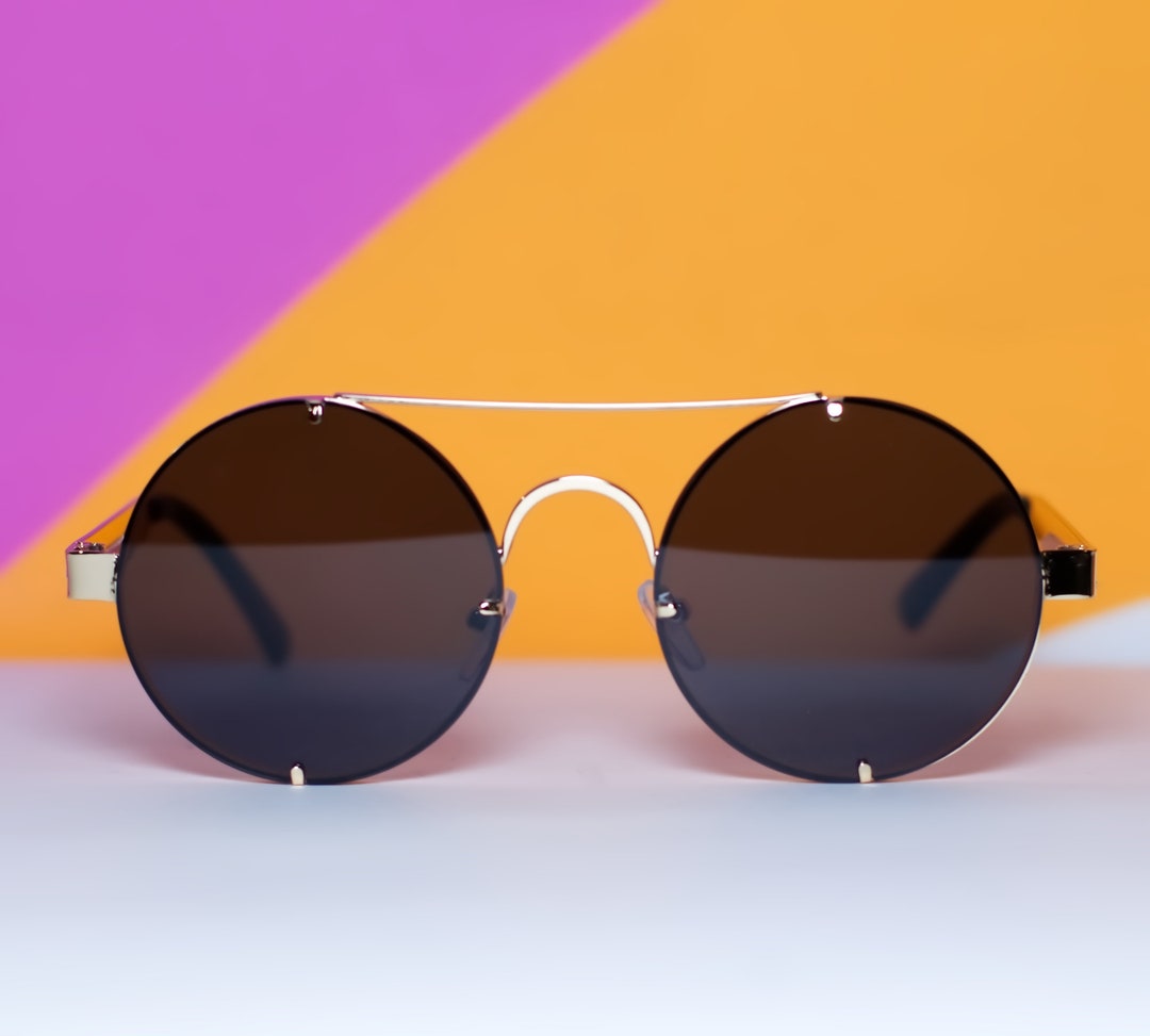 Retro Round Double Bridge Sunglasses - Etsy
