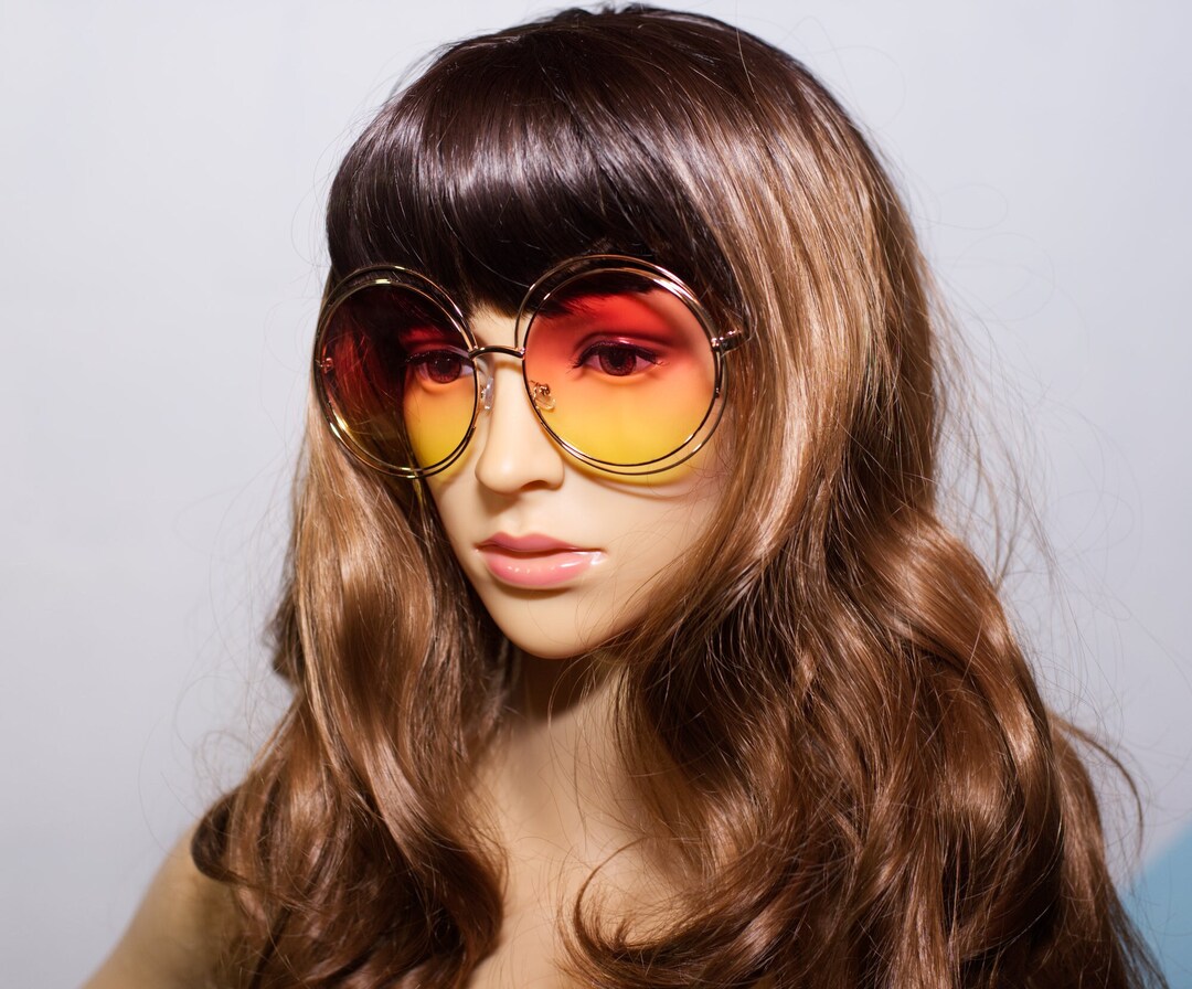 Retro Oversized Round Gold Wire Frame Pink Sunglasses | 60s 70s Vintage ...