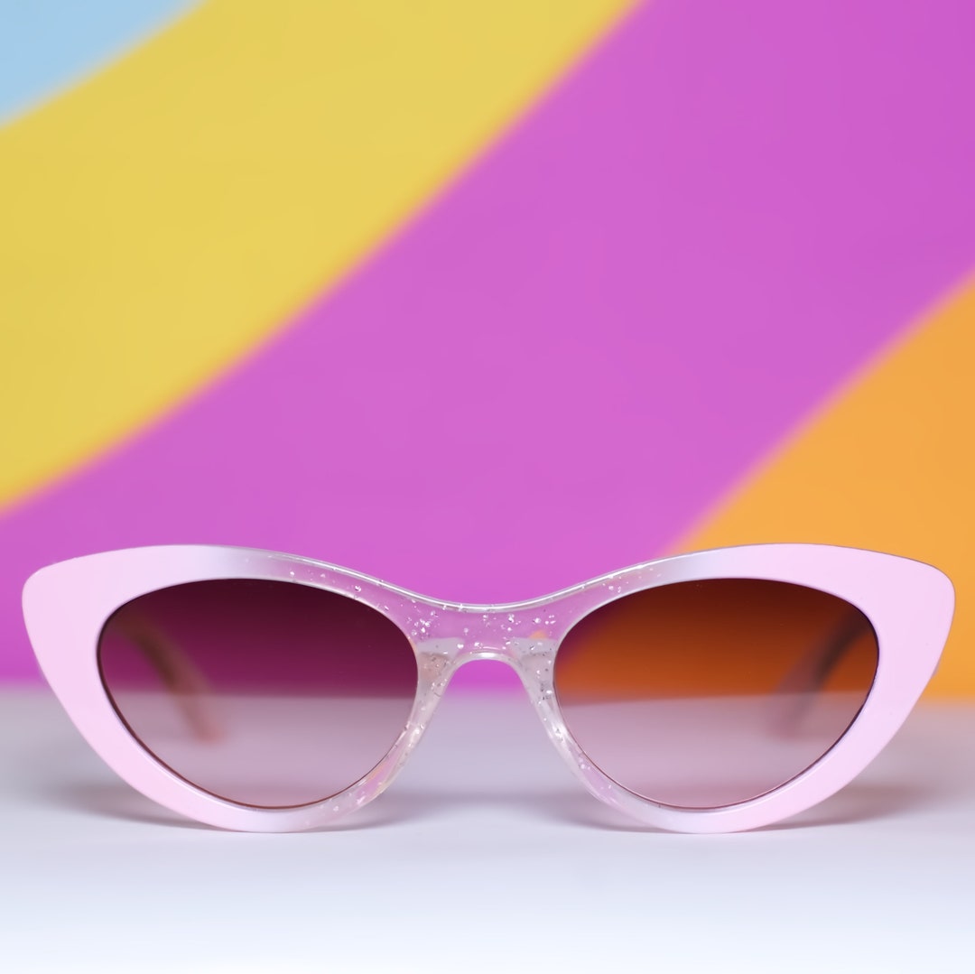 Lucite Sparkle Pink Cat Eye Sunglasses - Etsy
