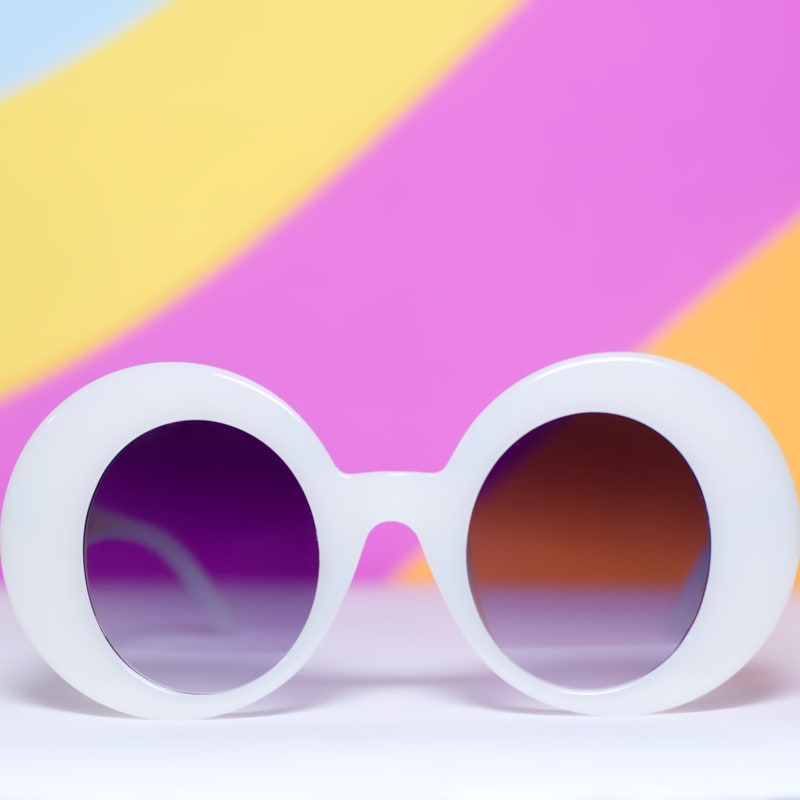 Vintage Oversized White Sunglasses Etsy