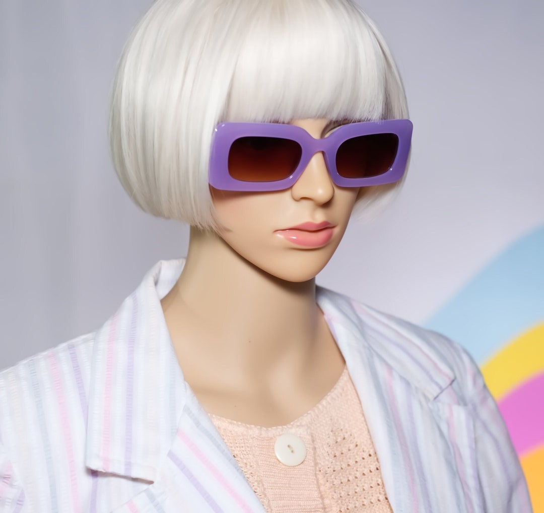 Purple Chunky Rectangular Sunglasses - Etsy