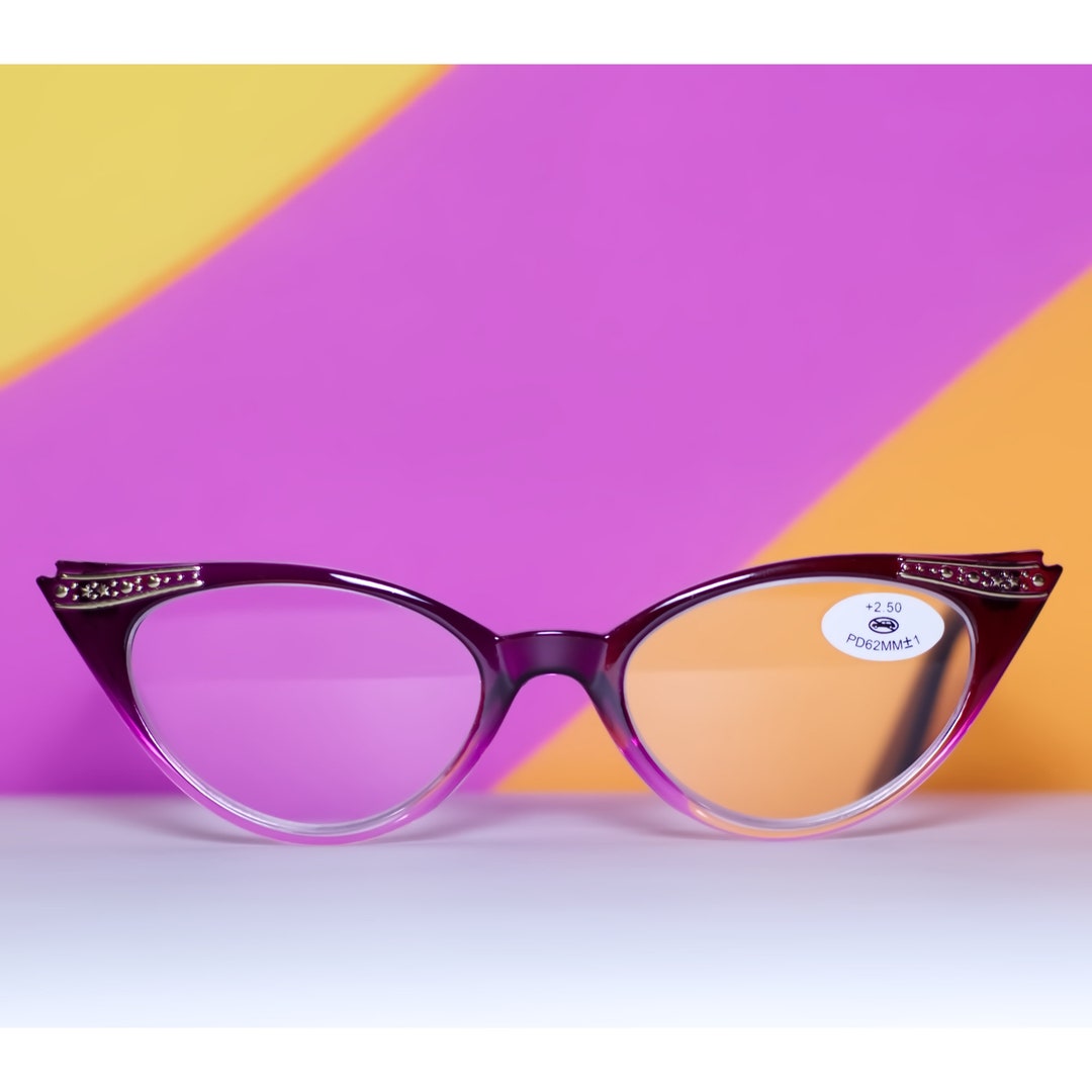 Retro Purple Cat Eye Reading Glasses Vintage 1950s Inspired Etsy