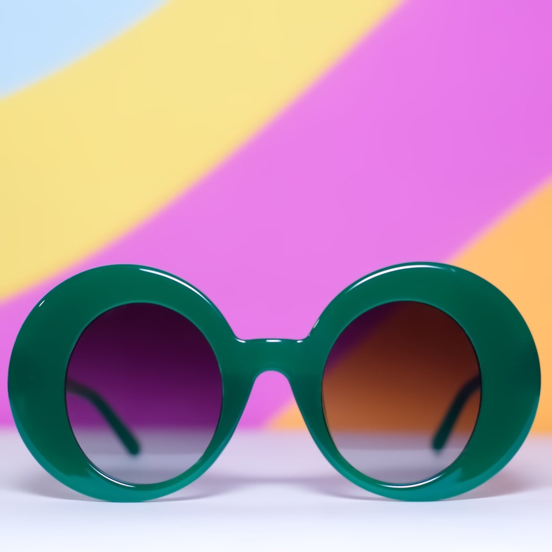 Retro Green Ultra Mod Round Sunglasses - Etsy