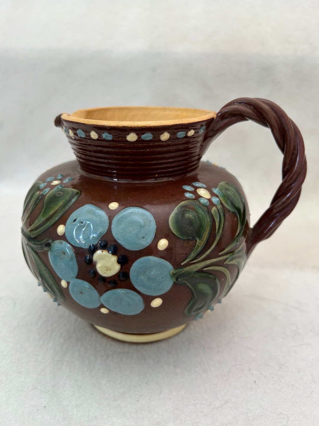 Antique French Terracotta Art Pottery Redware Faience Glazed Releif ...