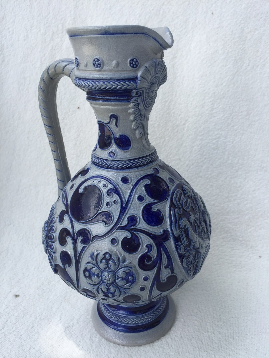 Antique Simon Peter Gerz German Stoneware Art Pottery Stein Pitcher ...