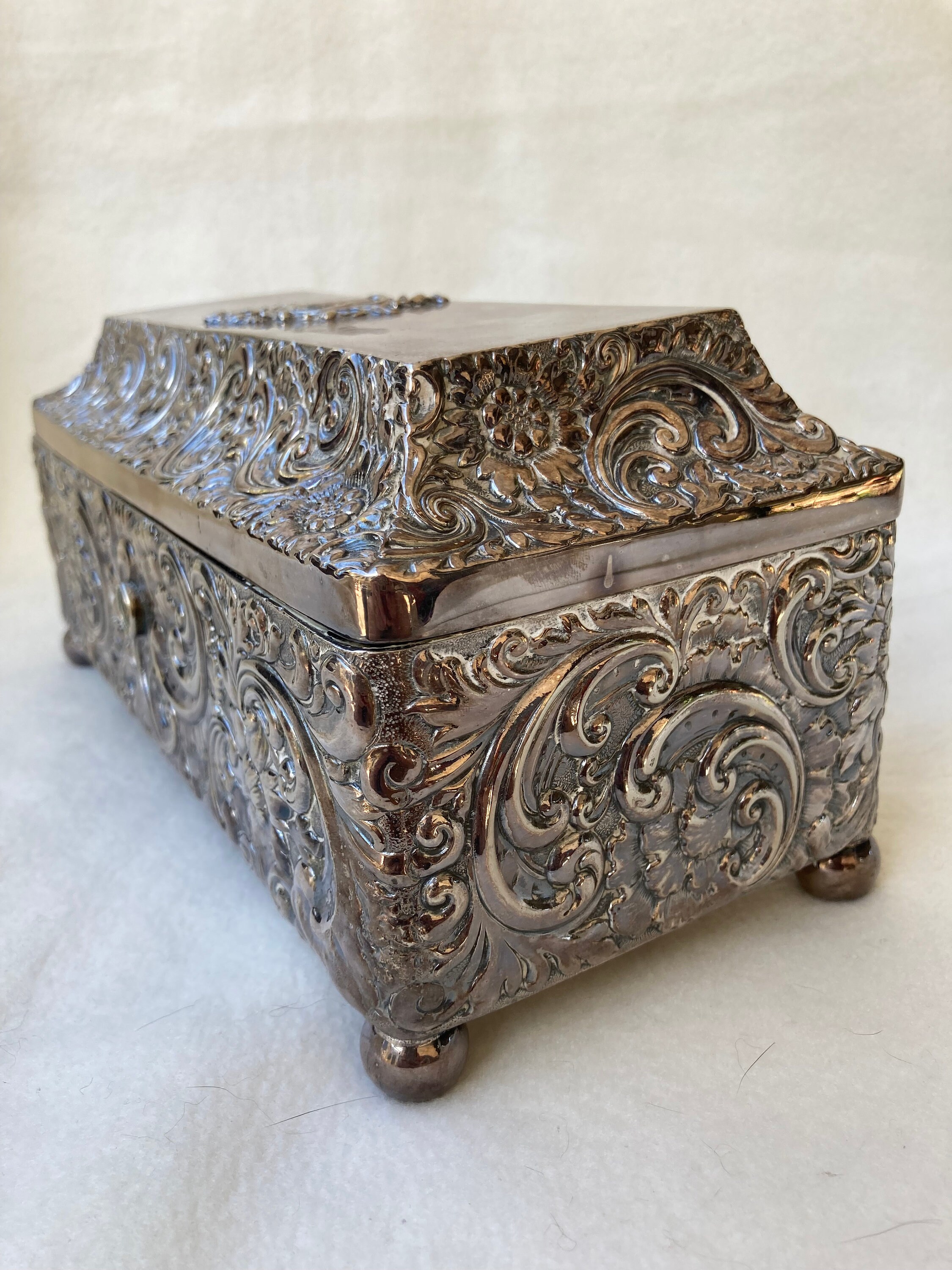 Vintage Roger Smith Meridan Quadruple Silver Plate Casket Box - Etsy