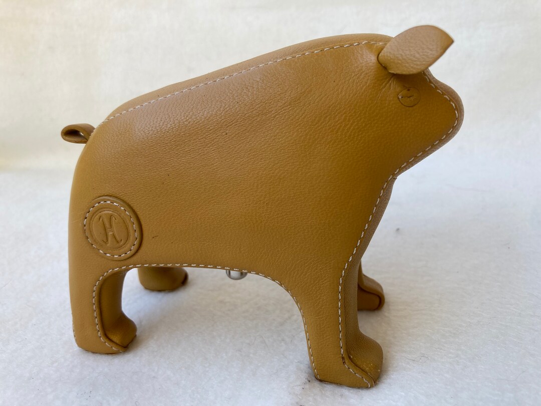 Vintage Designer Stitched Leather Mustard Pig Piggy Bank - Etsy Singapore