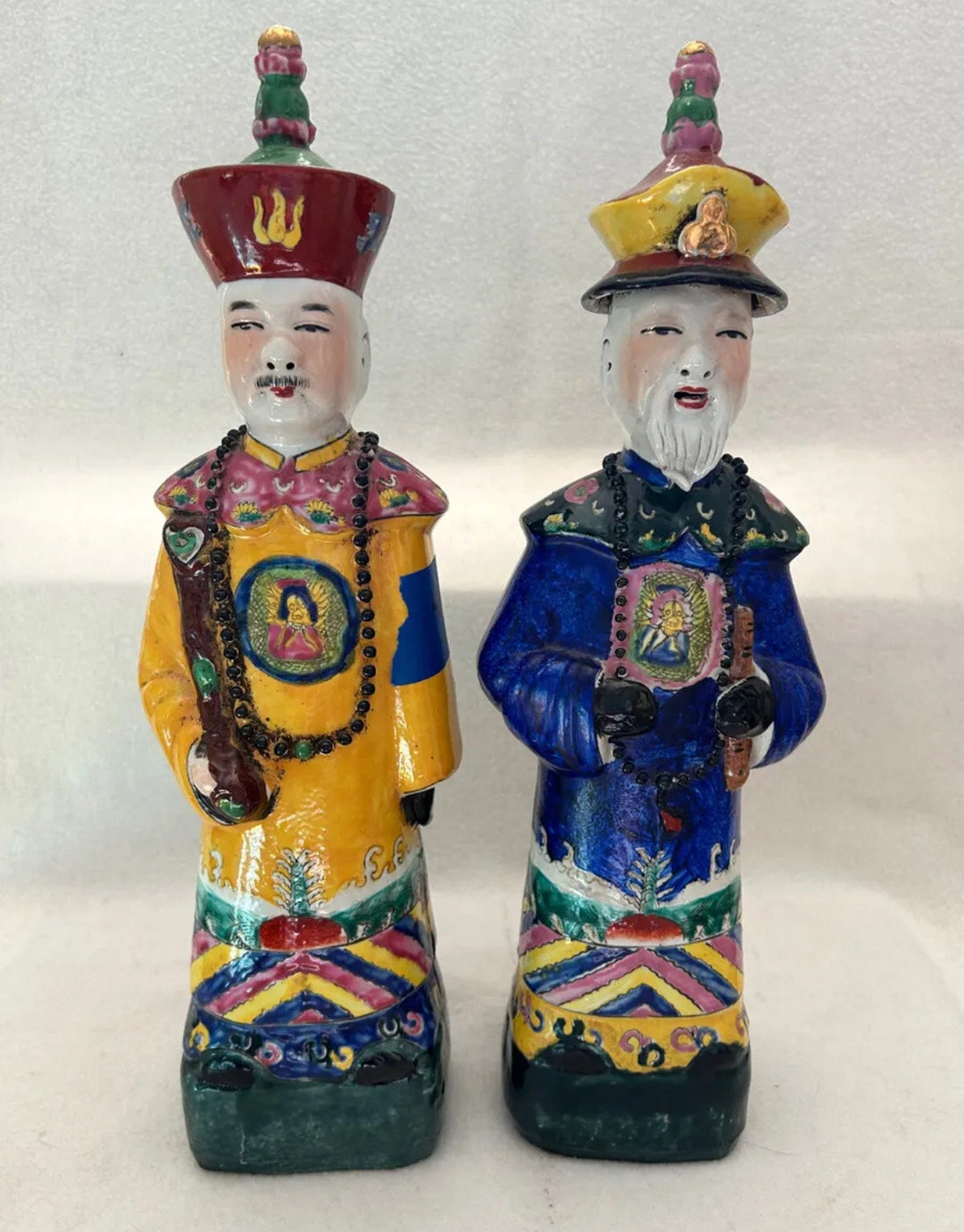 Pair of Antique Earthenware Chinese Asian Emperor Figures - Etsy