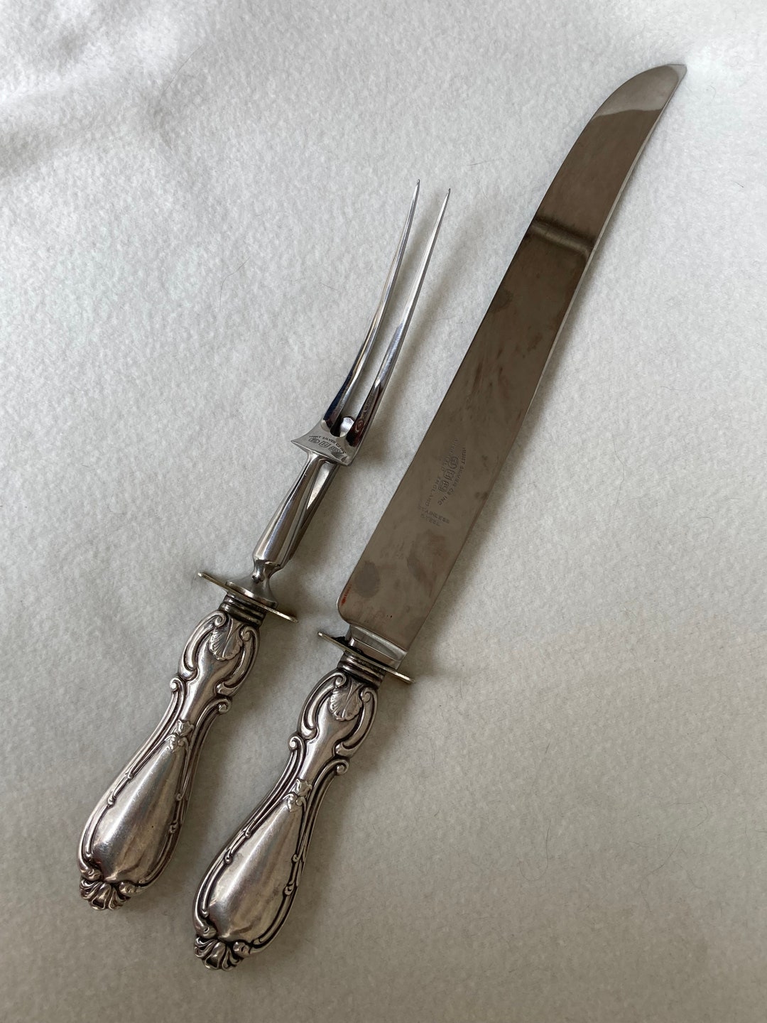 Vintage Sterling Silver Michael C Fina Orleans 2 Pc Carving Knife and ...