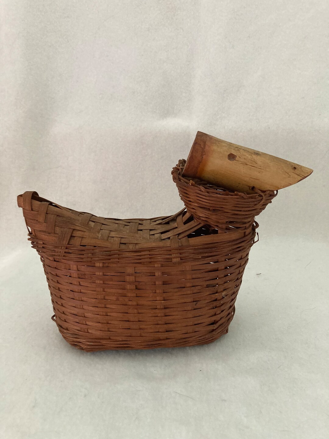 Vintage Bamboo Woven Basket Wicker Bird Duck Sculpture - Etsy