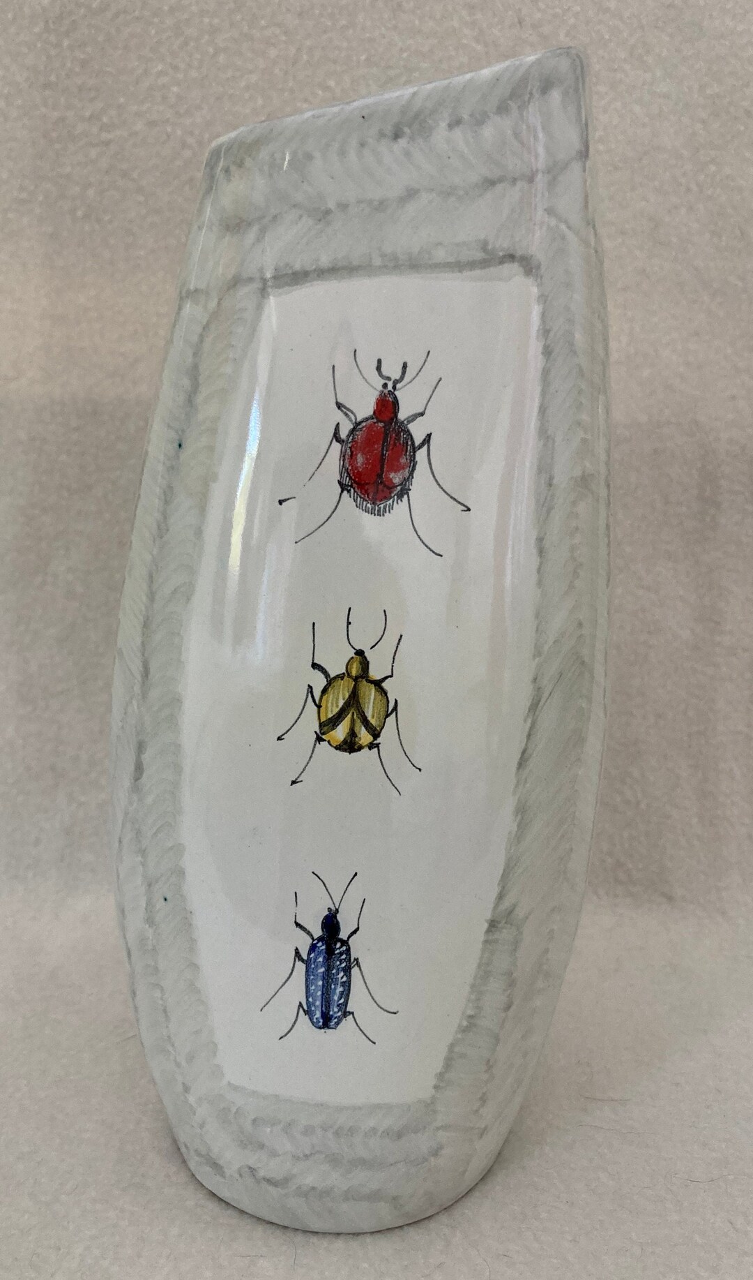 Mid Century Modern Italian Art Pottery Flower Mark Insects Butterflies ...