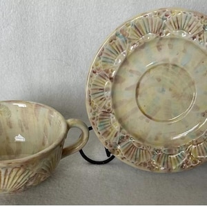 Vintage Italian Peasant Village Scallop Shell Ocean Majolica Tea Cup - Etsy