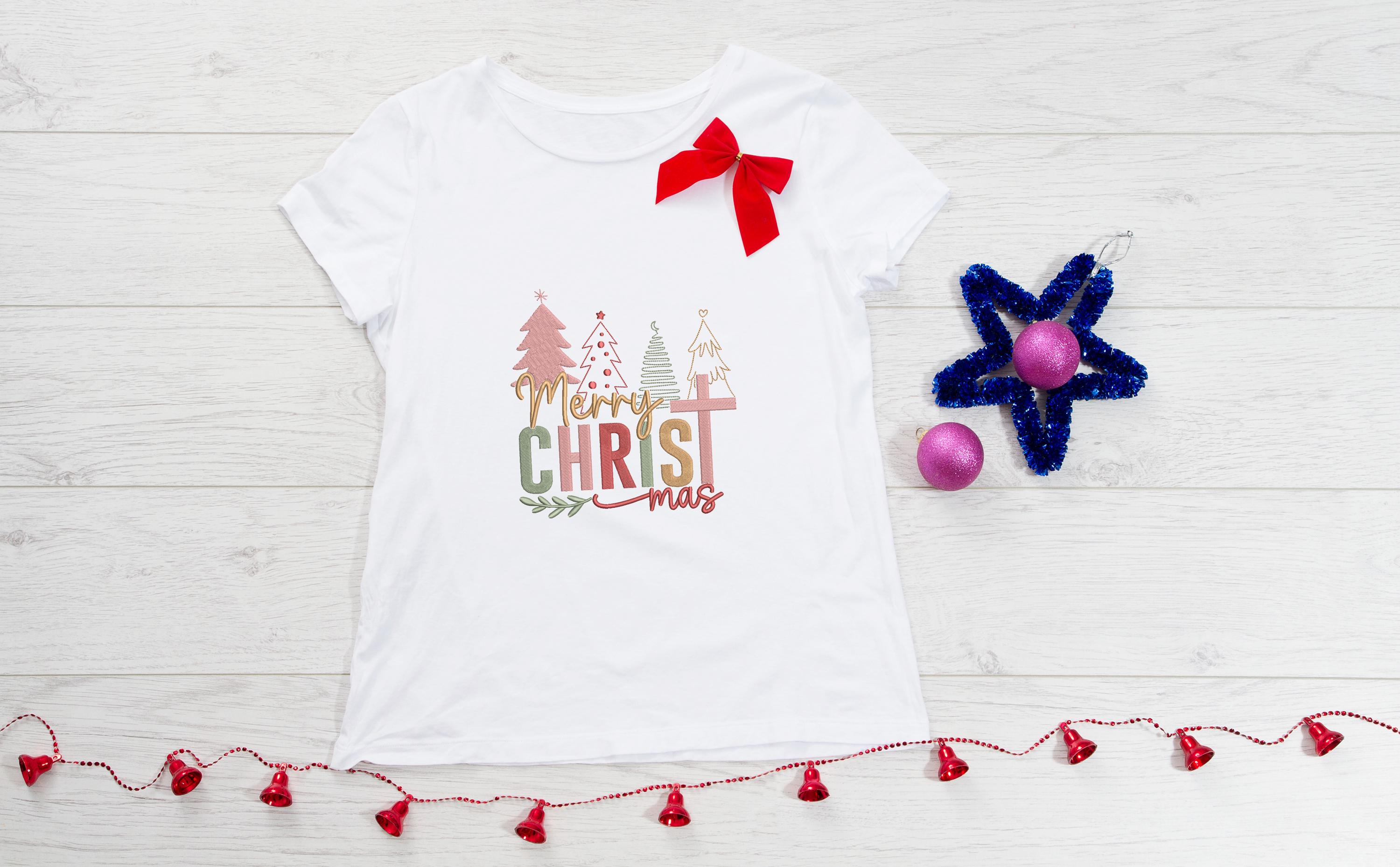 Merry Christmas Machine Embroidery Design. 6 Sizes. Christian Christmas ...