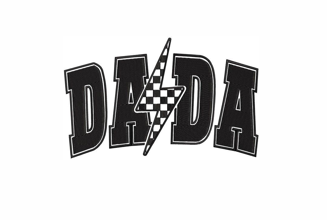 DADA Lightning Embroidery Design 7 Sizes. Checker Bolt Dad Embroidery ...