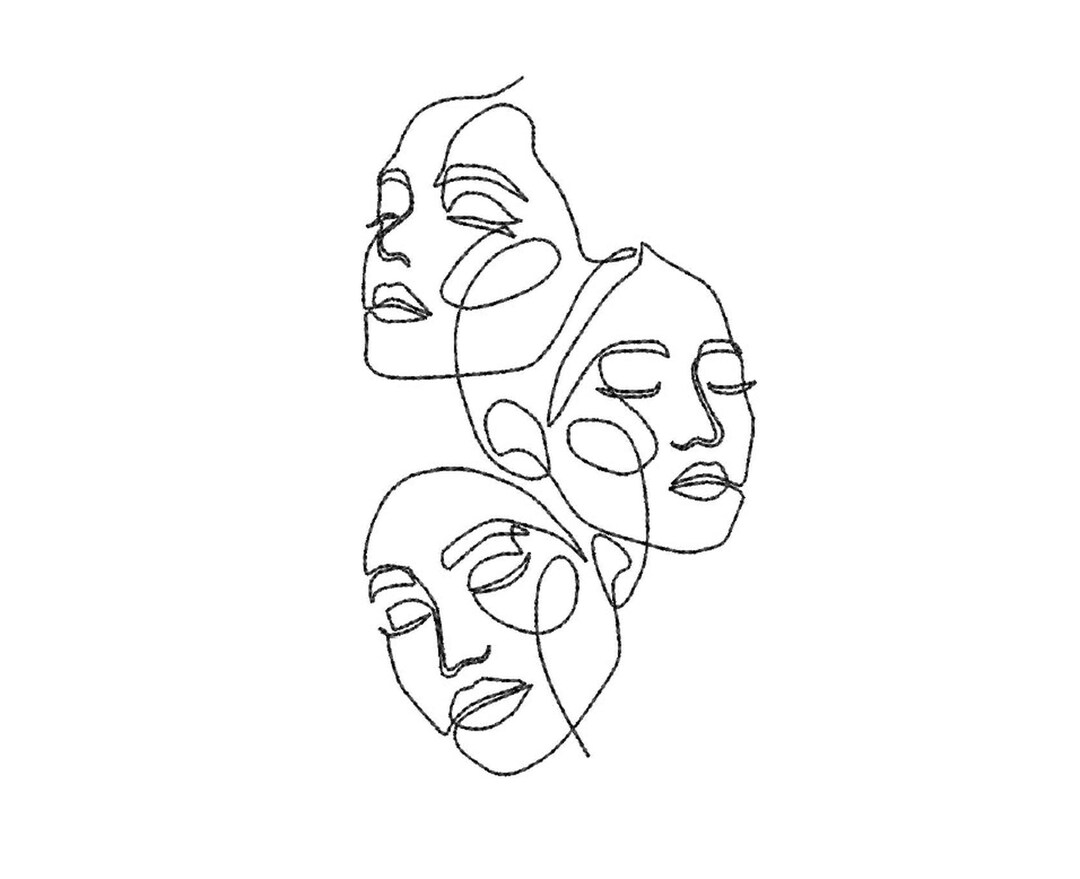Girls Faces Embroidery Design. 5 Sizes. One Line Art Embroidery Design ...