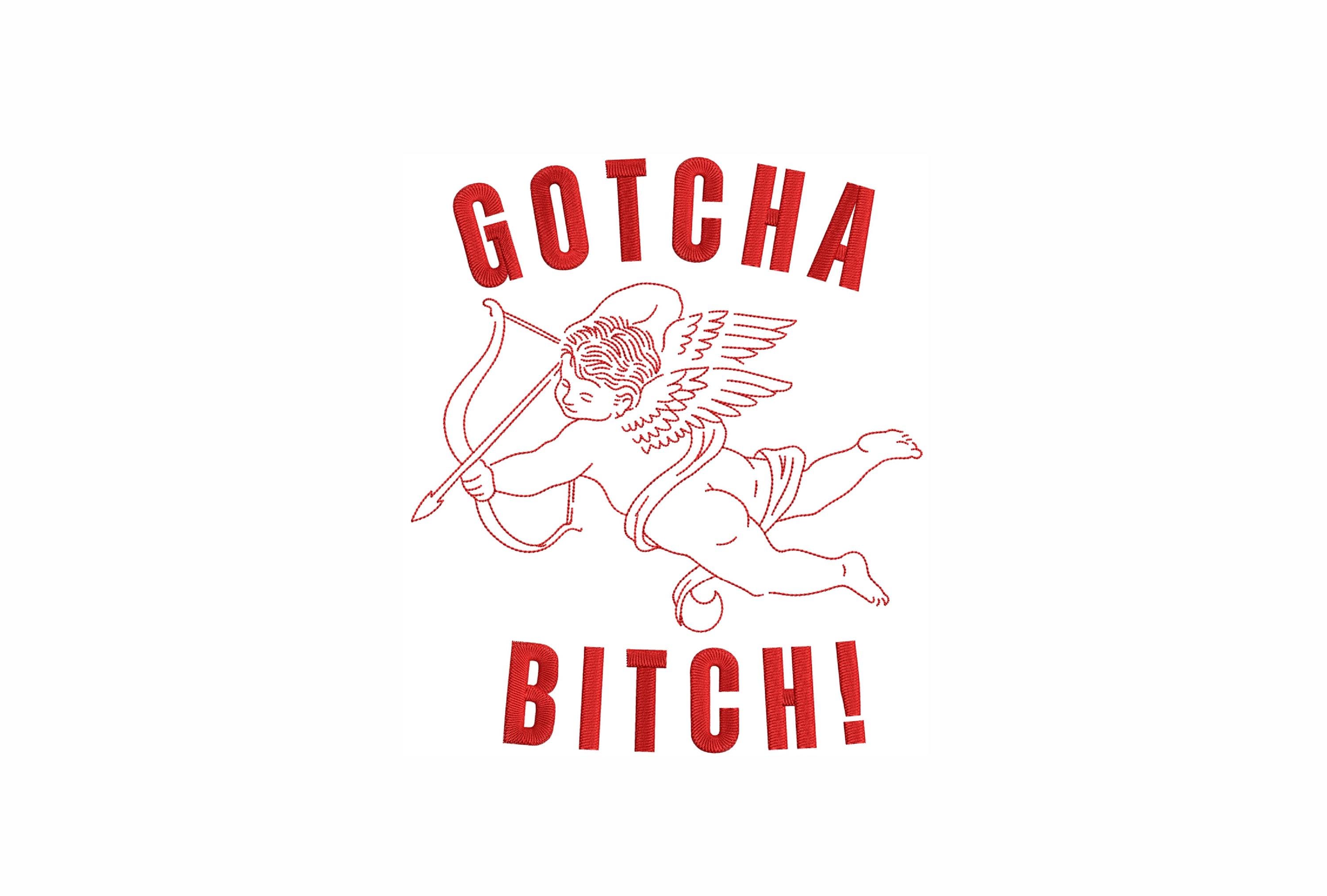 Gotcha Bitch Machine Embroidery Design. 6 Sizes. Cupid Funny Valentine's Day Embroidery ...