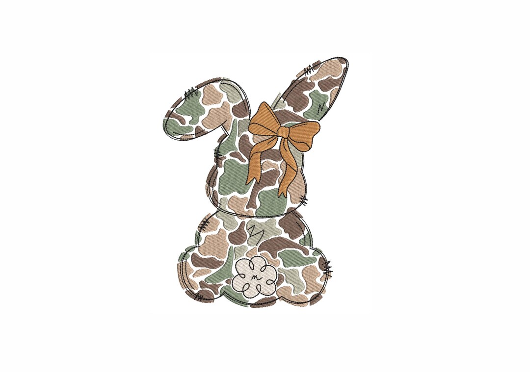 Camo Easter Bunny Machine Embroidery Design. 5 Sizes. Bunny Bow ...