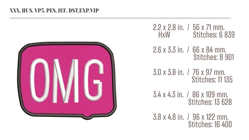 OMG Machine Embroidery Design. 5 Sizes. Oh My God Embroidery Design ...