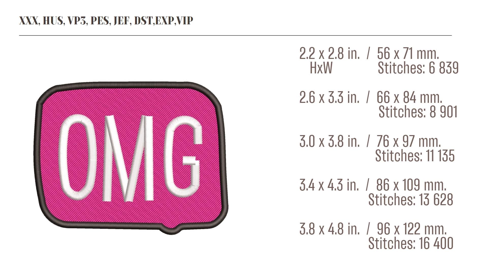 OMG Machine Embroidery Design. 5 Sizes. Oh My God Embroidery Design ...