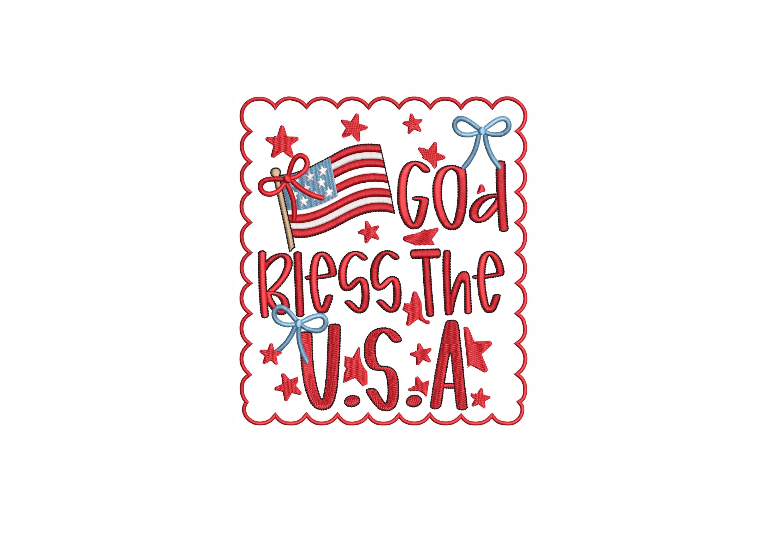 God Bless the USA Machine Embroidery Design. 5 Sizes. Land of the Free ...