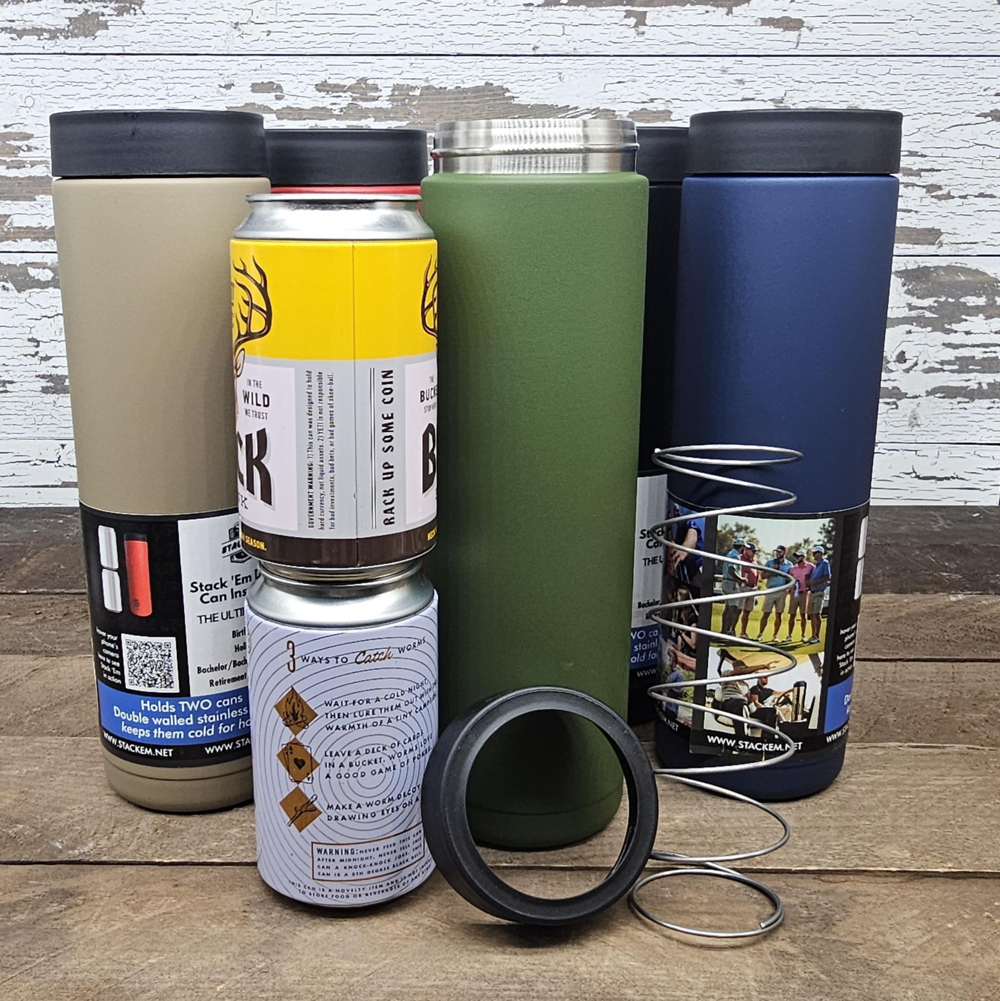 Custom Double Can Cooler Personalized Stack Em Can Holder Logo Text ...