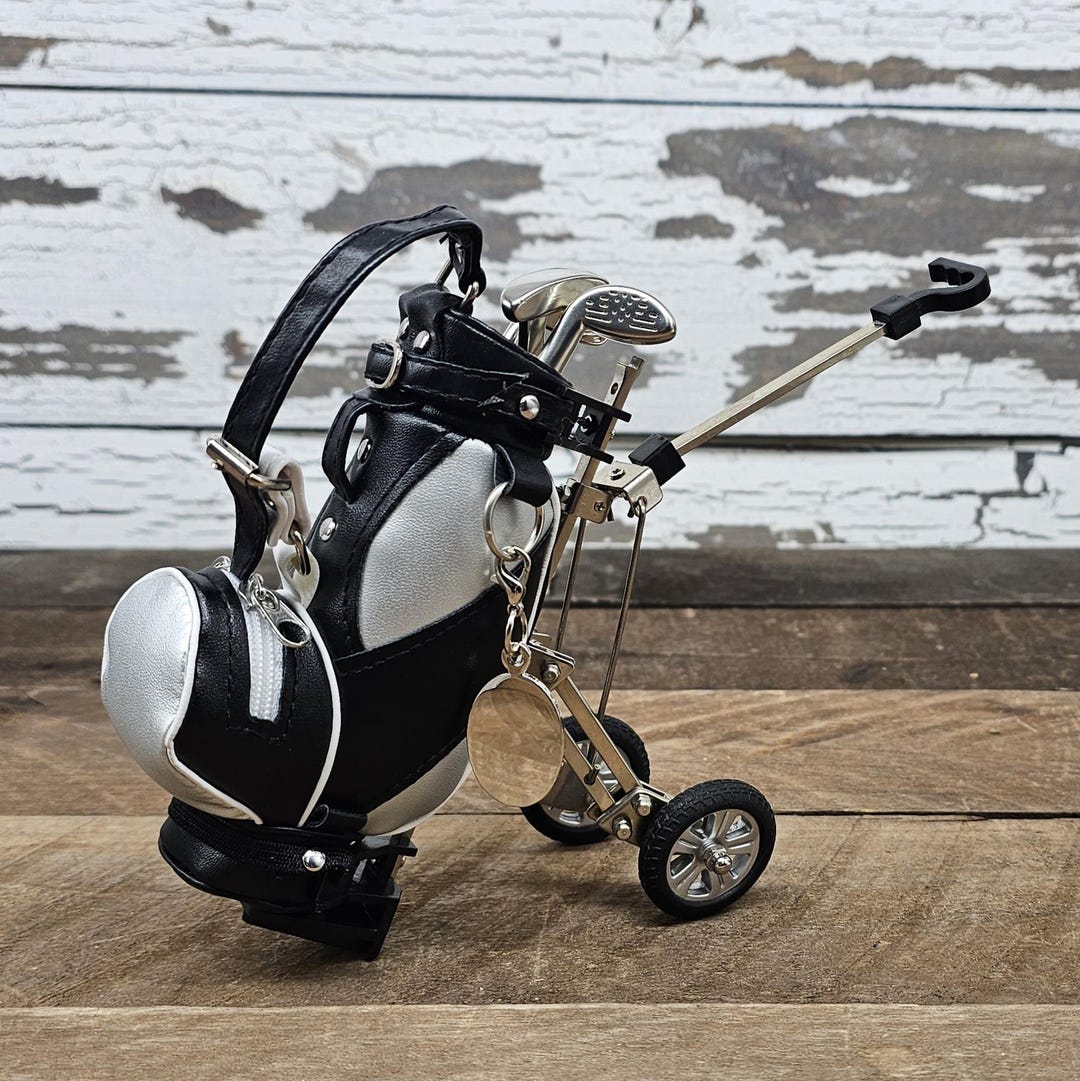 Personalized Desk Golf Bag With 3 Pens & Engraved Charm, Golfer Gift ...