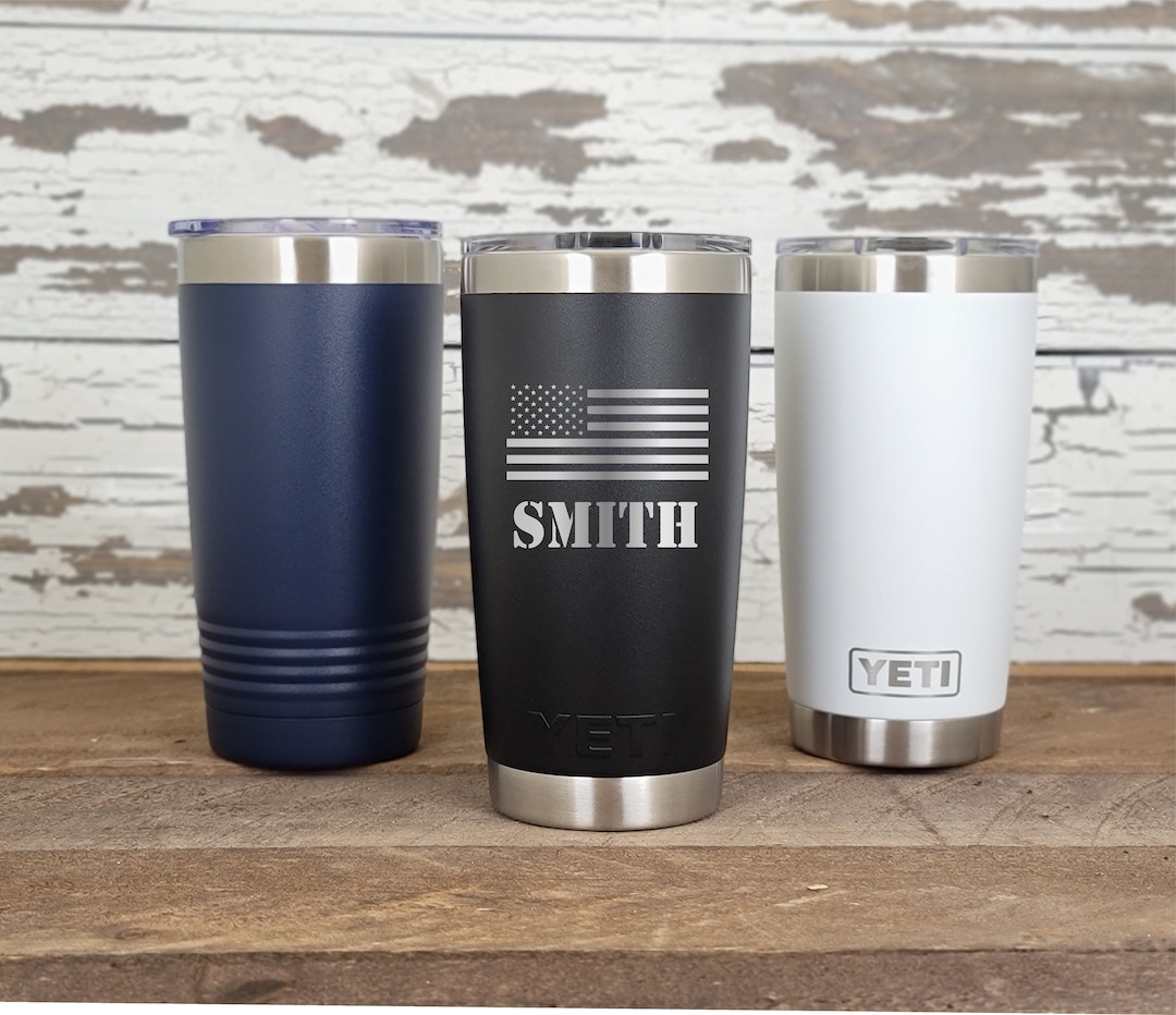 Yeti 20 Oz or Polar Camel American Flag, Engraved Tumbler, Custom ...